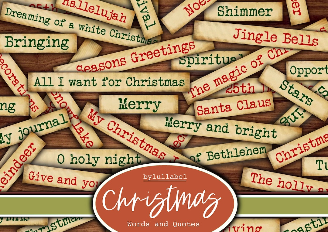 Christmas Words Ephemera: Printable Positive Phrases (digital Download ...