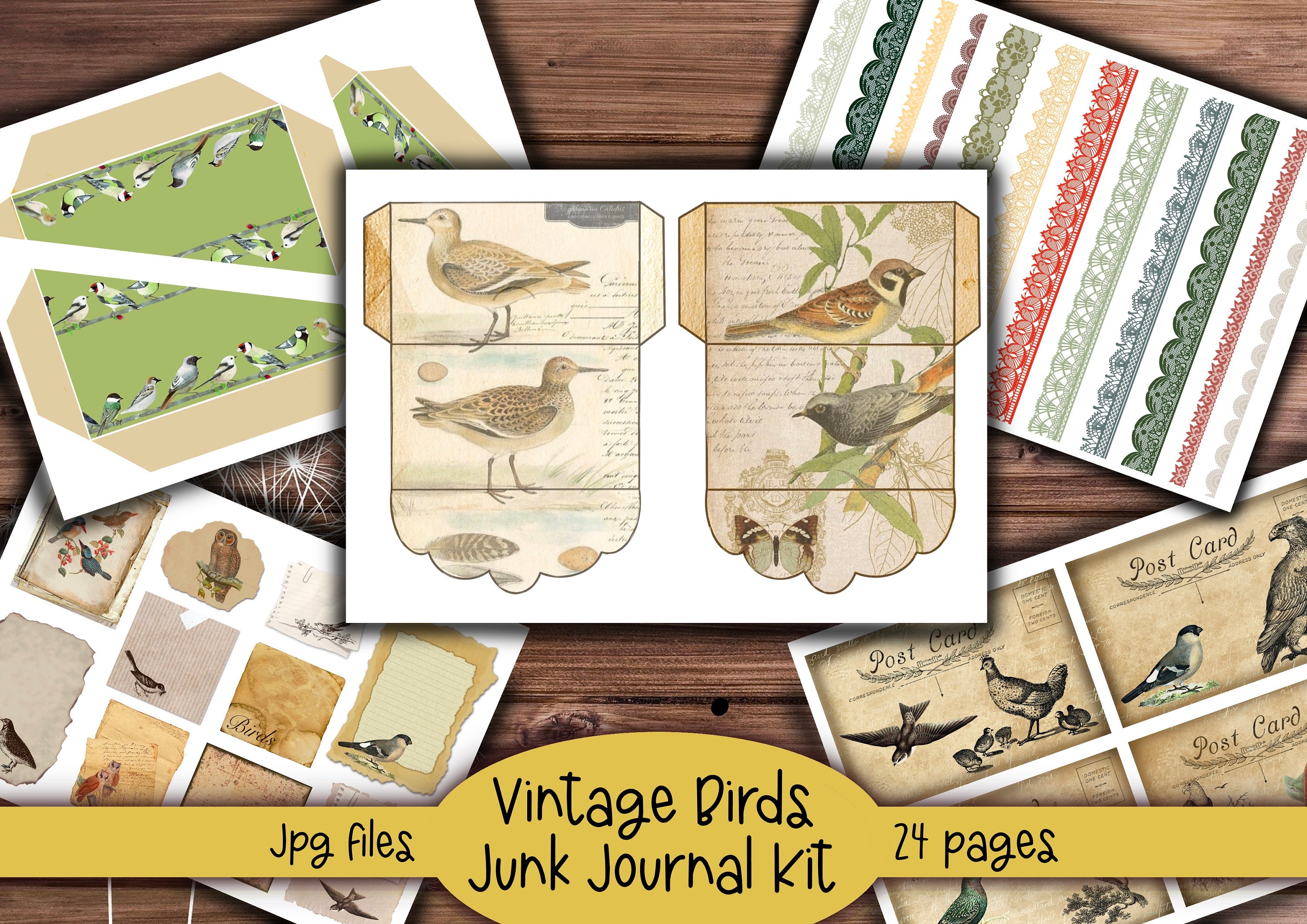 Vintage Birds Junk Journal Kit: Printable Ephemera (digital Download ...