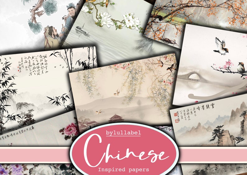 Vintage Chinese Inspired Backing Papers Kit Printable Kit - Etsy