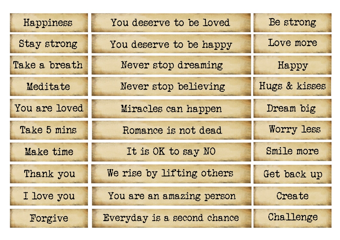 Positive Words and Phrases Ephemera Printable Digital - Etsy UK