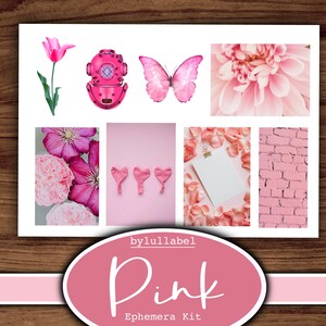 Digital Ephemera Pack, Pink Printable Fussy Cuts, Junk Journal Add Ins ...
