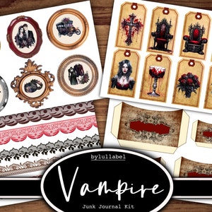 Vampire Junk Journal Kit, Printable Kit, Uk. Dracula Paper, Pockets ...