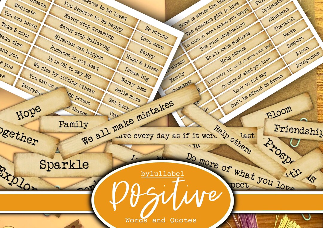 Positive Words Ephemera: Junk Journal Printable (digital Download) - Etsy