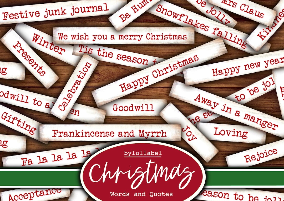 Christmas Words and Phrases Ephemera, Printable,digital Downloads. 60 ...