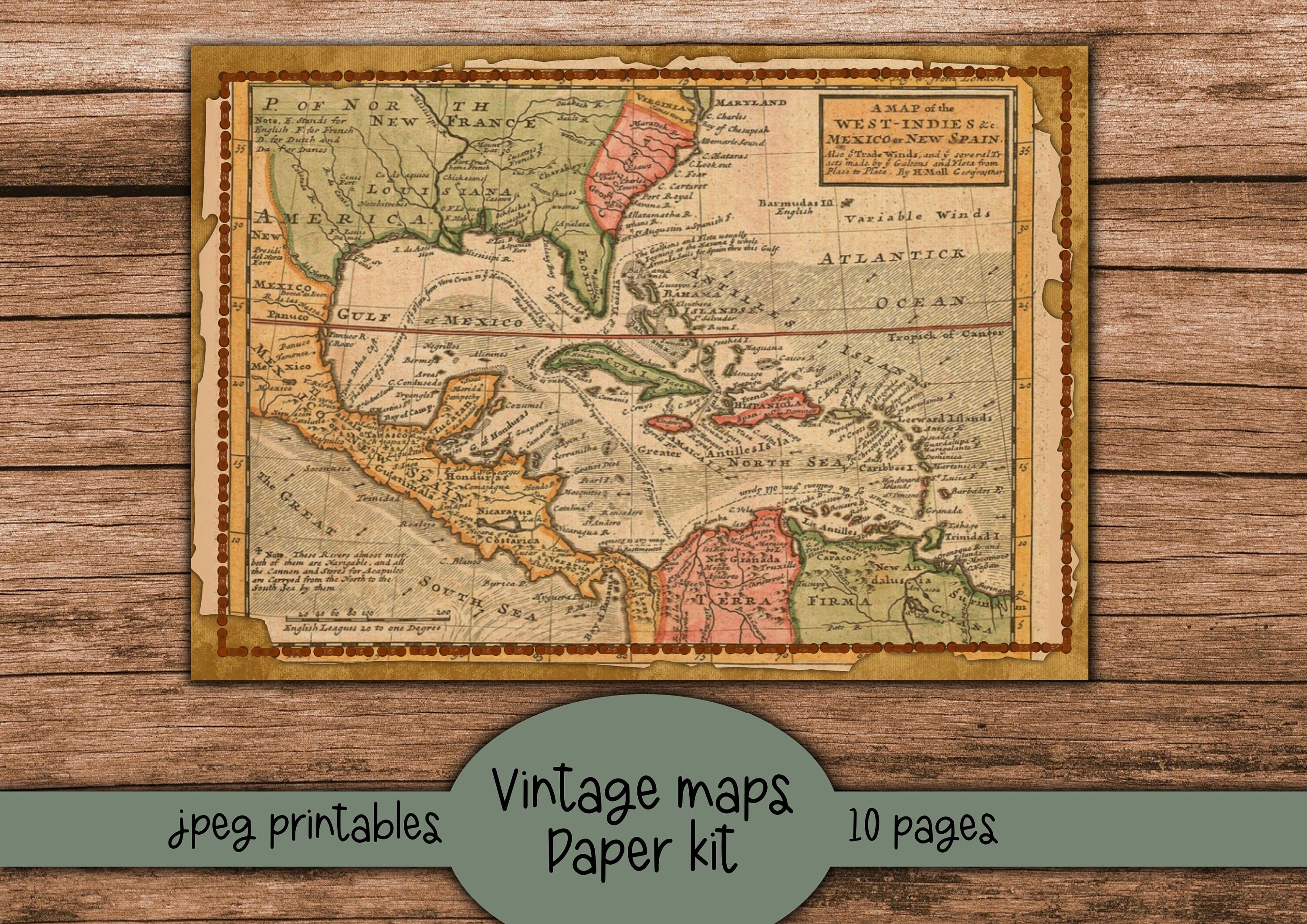 Vintage Map Printables Paper Kit Pages Maps Junk Journal | Etsy