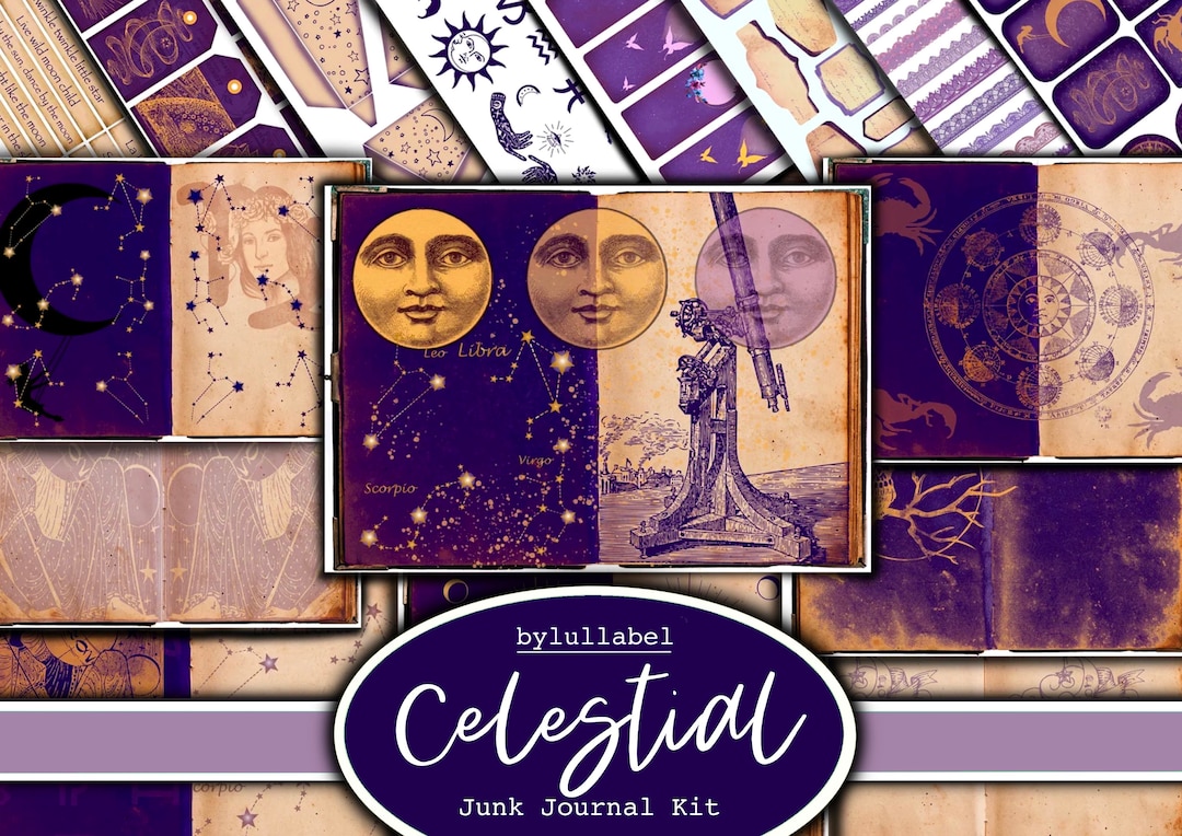 Celestial Night Inspired Junk Journal Kit, Ephemera Printable Kit, Uk ...