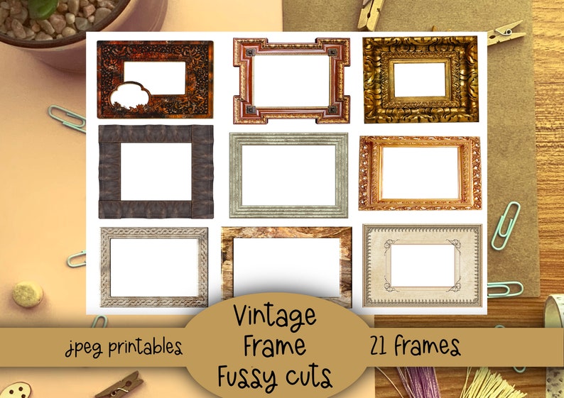Vintage Frames Ephemera: Junk Journal Embellishments (digital Download ...