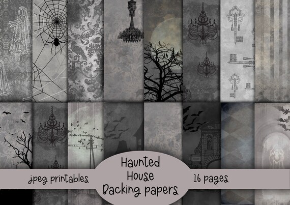 Haunted House Backing Papers Kit Ephemera Printable Kit Uk. - Etsy