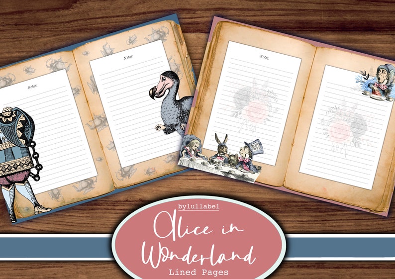 Alice in Wonderland Lined Paper Kit Journal Ephemera Backing - Etsy