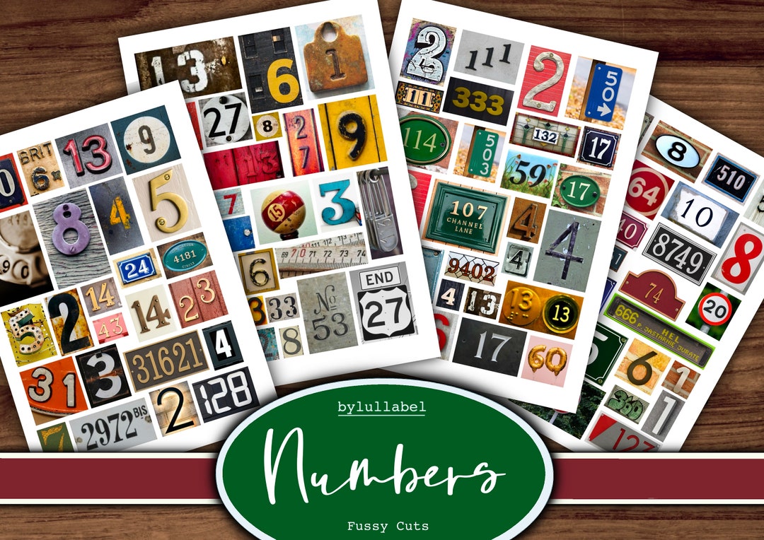 Digital Numbers in Life,mini Label Ephemera, Printable Embellishments ...