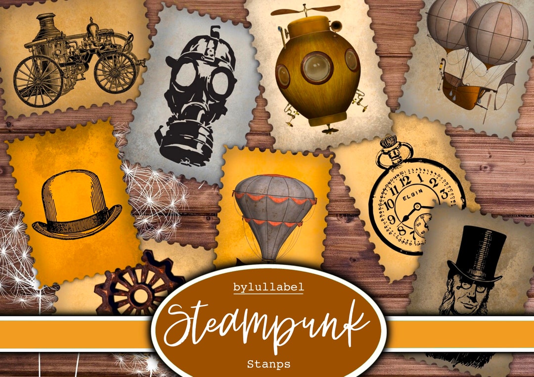 Steampunk Stamps, Steam Punk Accessories , Ephemera Supplies, Fussy ...