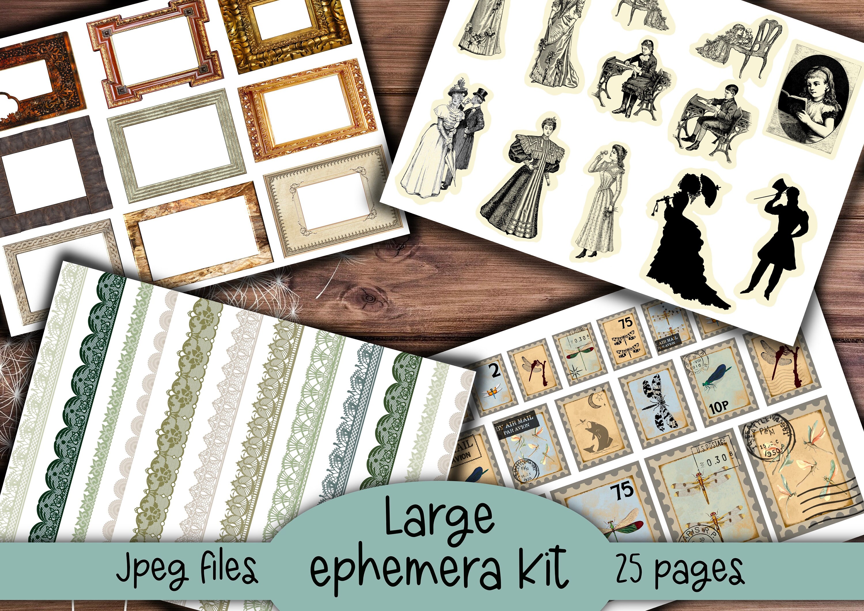 Vintage Style Ephemera Kit Printable Selection Digital - Etsy