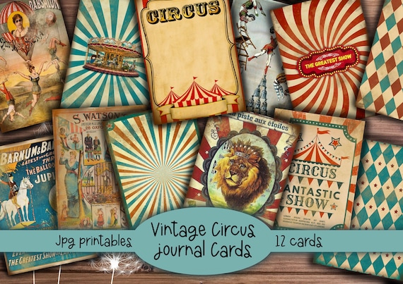 Vintage Circus Journal Cardsatc Clowns and Acrobatics | Etsy