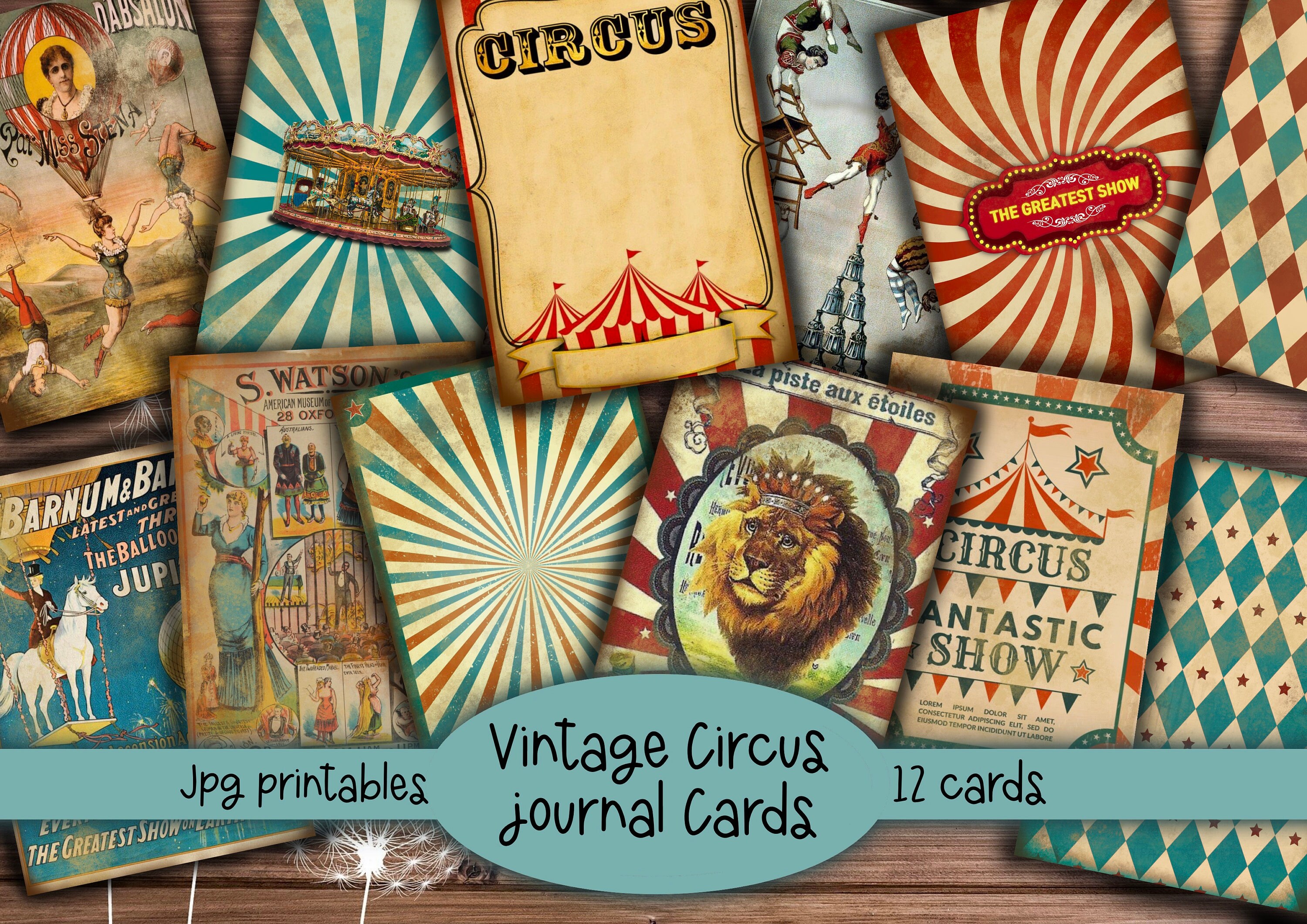 Vintage Circus Journal Cardsatc Clowns and Acrobatics - Etsy