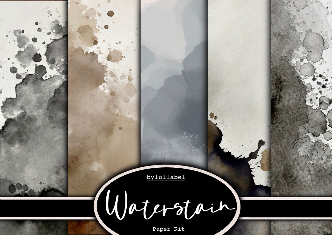 Water Stained Papers. Printable Junk Journal Paper Kit. Scrapbooking ...