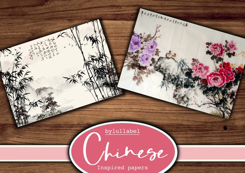 Vintage Chinese Inspired Backing Papers Kit Printable Kit - Etsy