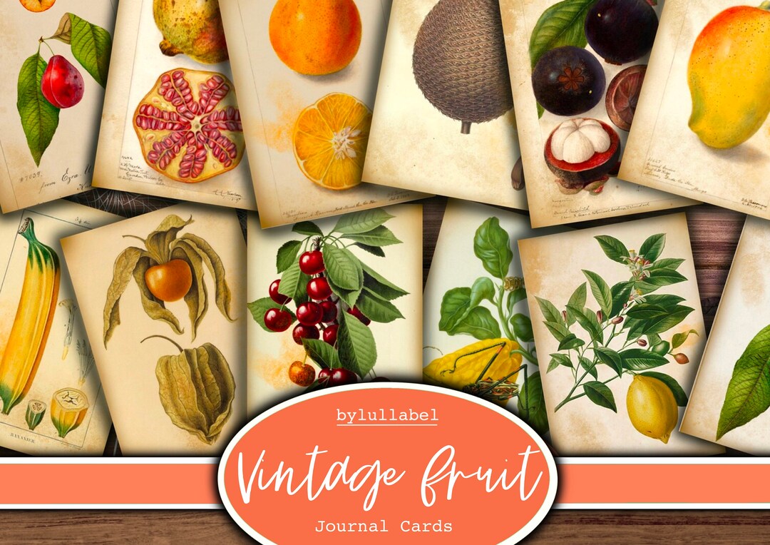 Vintage Fruit Journal Cards: Tropical Ephemera (digital Download) - Etsy