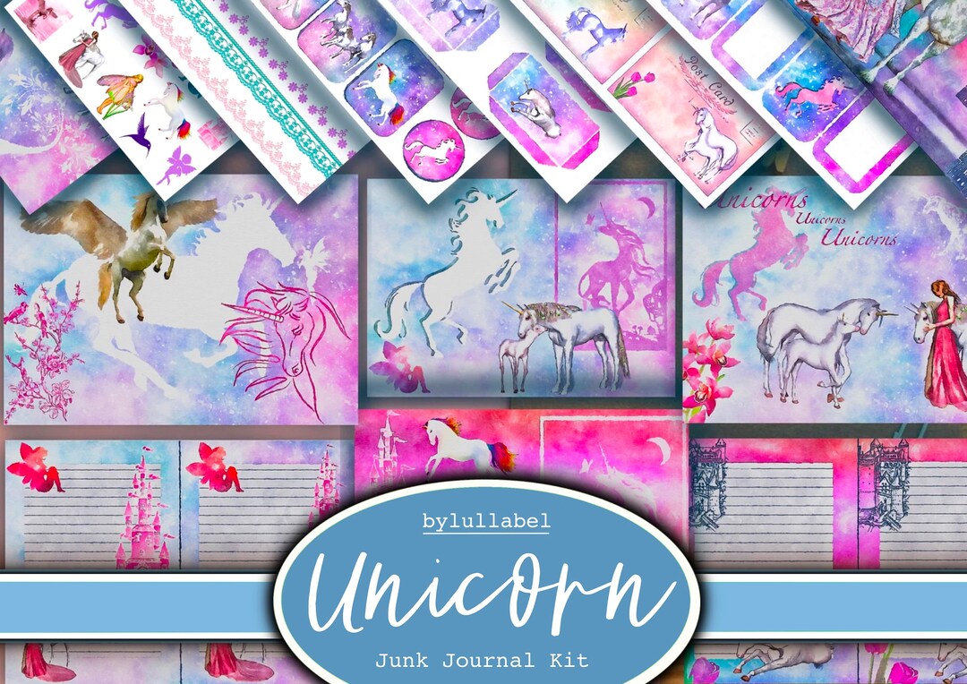 Unicorn Junk Journal Printable Kit, Digital Download, Fantasy, Unicorns ...