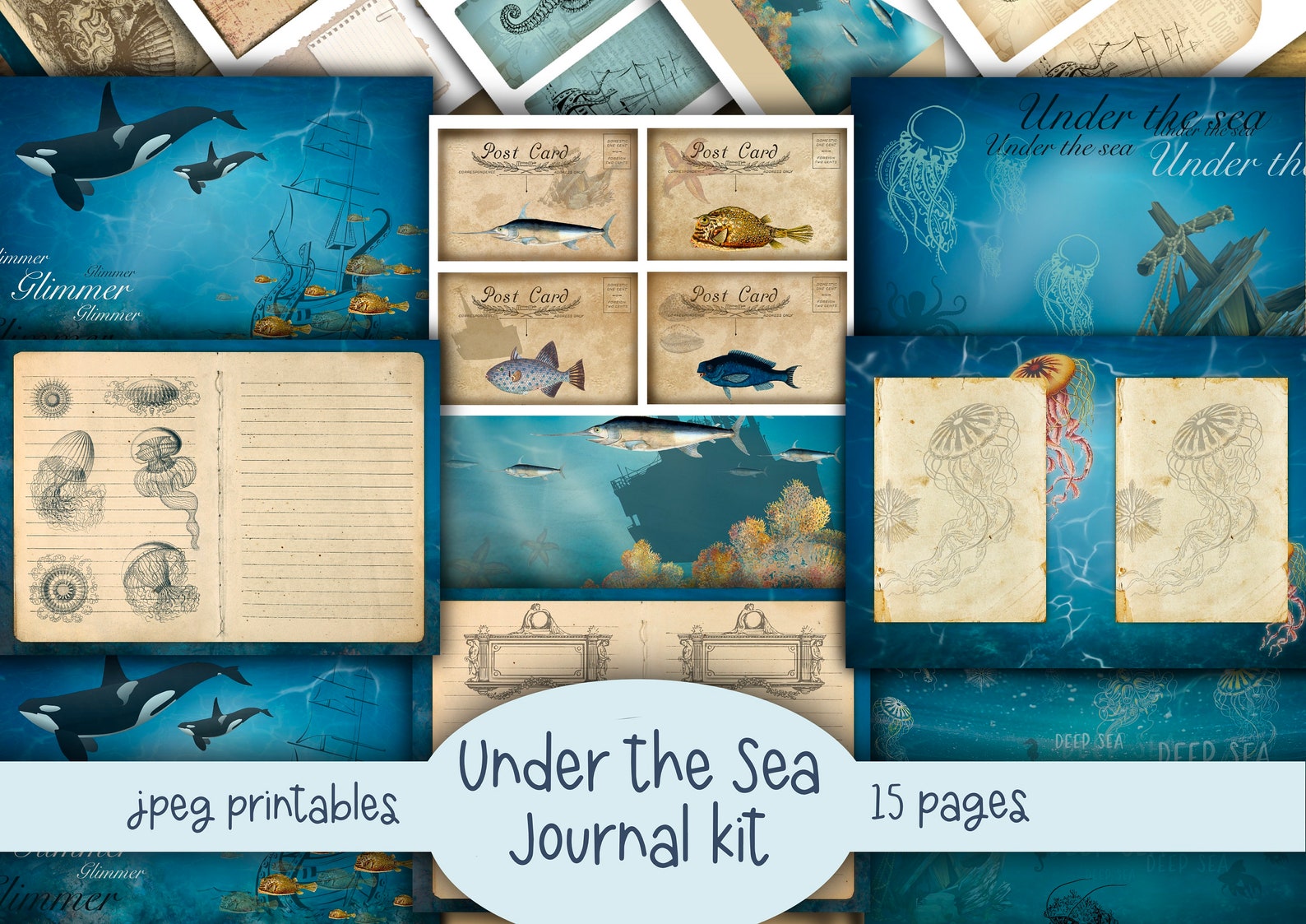 Under the Sea Junk Journal Kit Sea Ephemera Printable Kit - Etsy