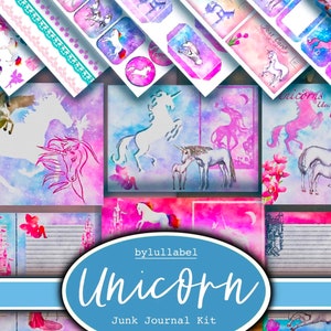 Unicorn Junk Journal Printable Kit, Digital Download, Fantasy, Unicorns ...