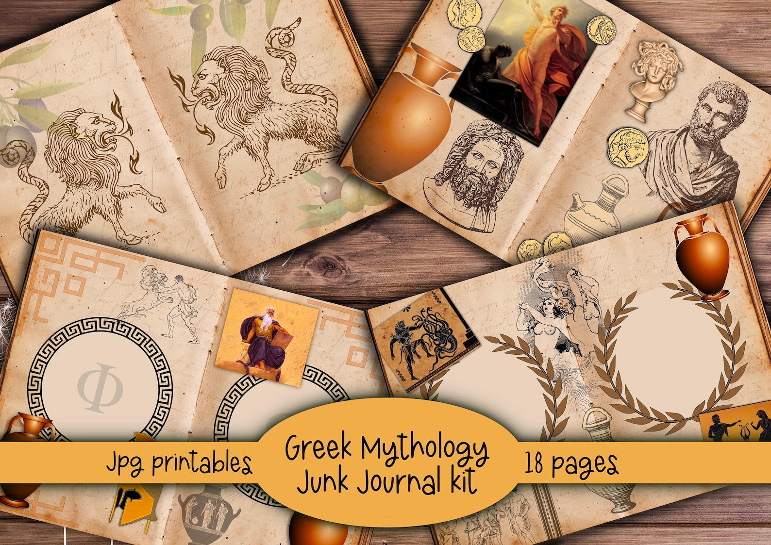 Greek Mythology Junk Journal Kitgreek God Ephemera Printable - Etsy