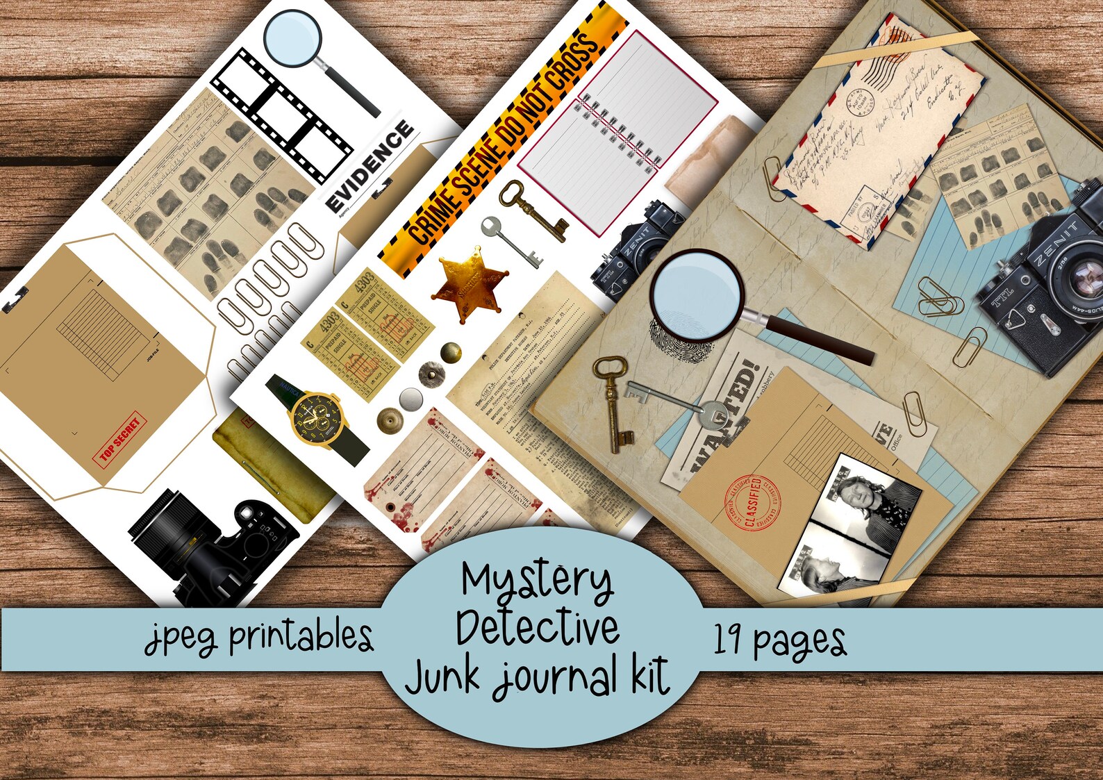 Mystery Detective Inspired Junk Journal Kit,ephemera Printable Kit,uk ...