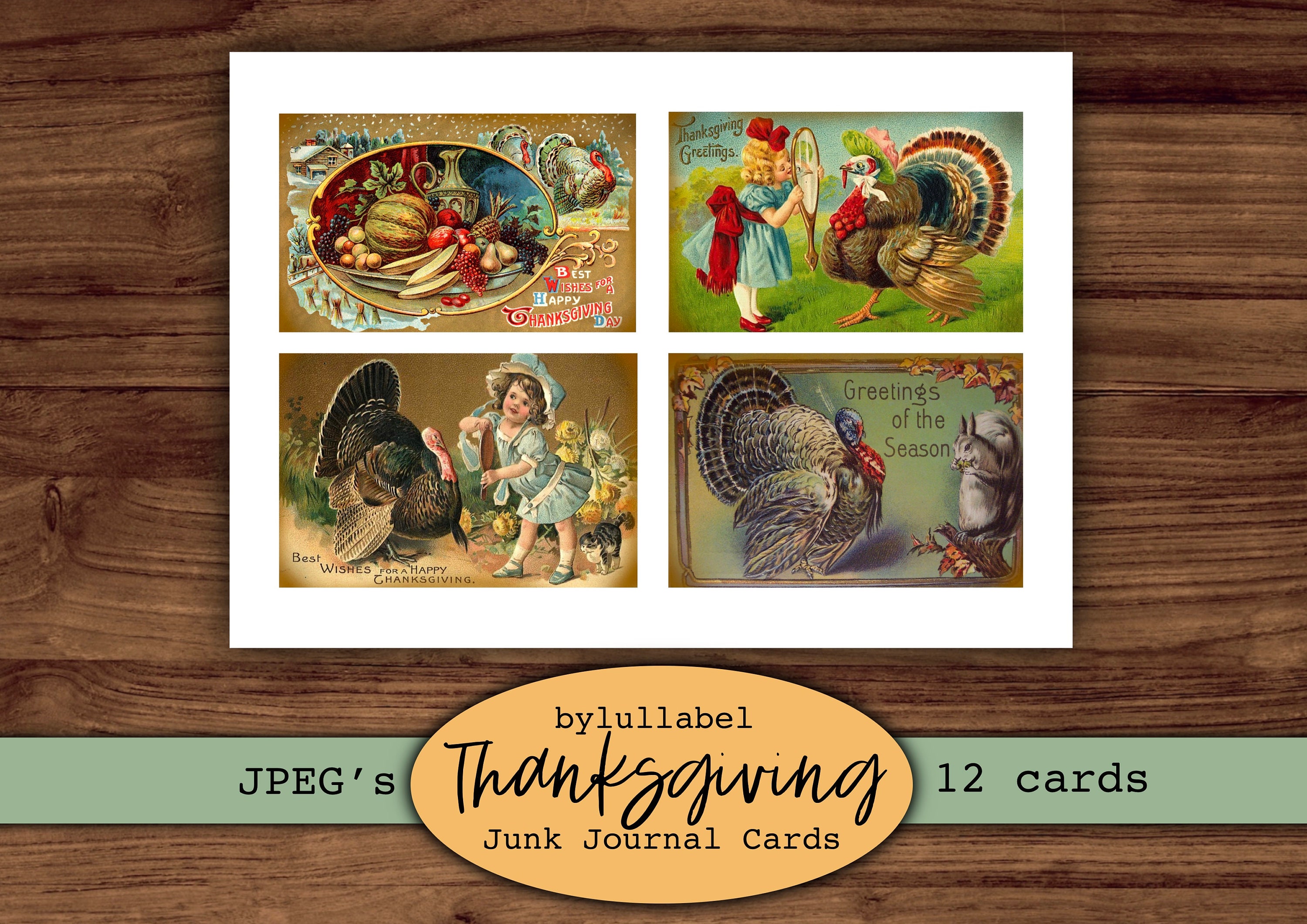 Vintage Thanksgiving Journal Cards: Ephemera & Scrapbook Supplies ...