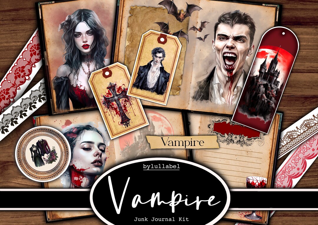 Vampire Junk Journal Kit, Printable Kit, Uk. Dracula Paper, Pockets ...