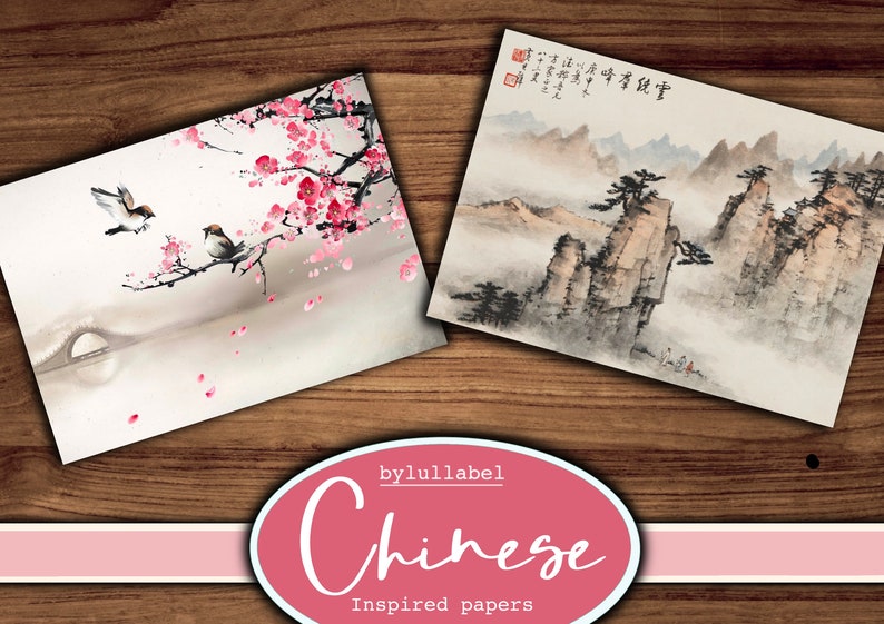 Vintage Chinese Inspired Backing Papers Kit Printable Kit - Etsy
