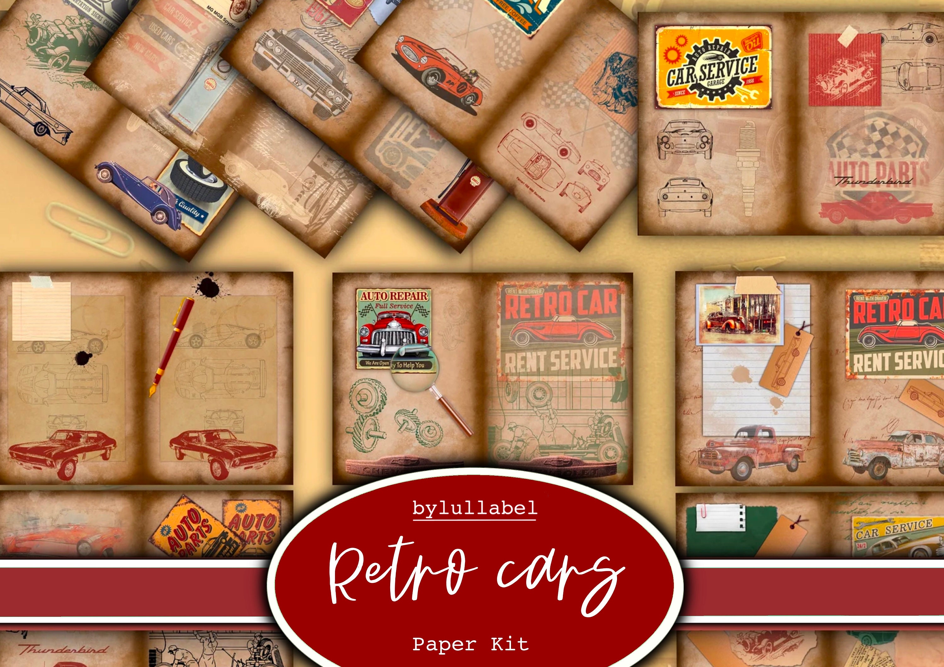 Retro Car Ephemera: Vintage Junk Journal Kit (digital Download) - Etsy