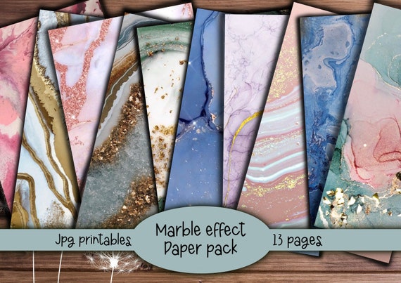 Marble Effect Printables Gold Shimmer Paper Kit Pages Junk - Etsy