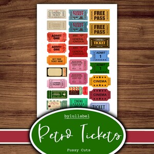Retro Ticket Ephemera, Cinema Admission Printables, Junk Journal ...