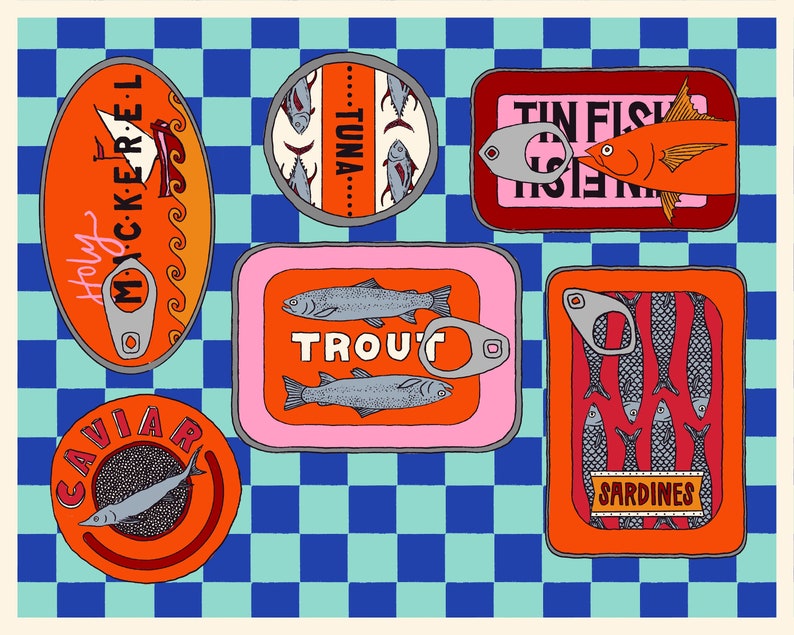 Tin Fish Prints (2 Colorways) - Etsy