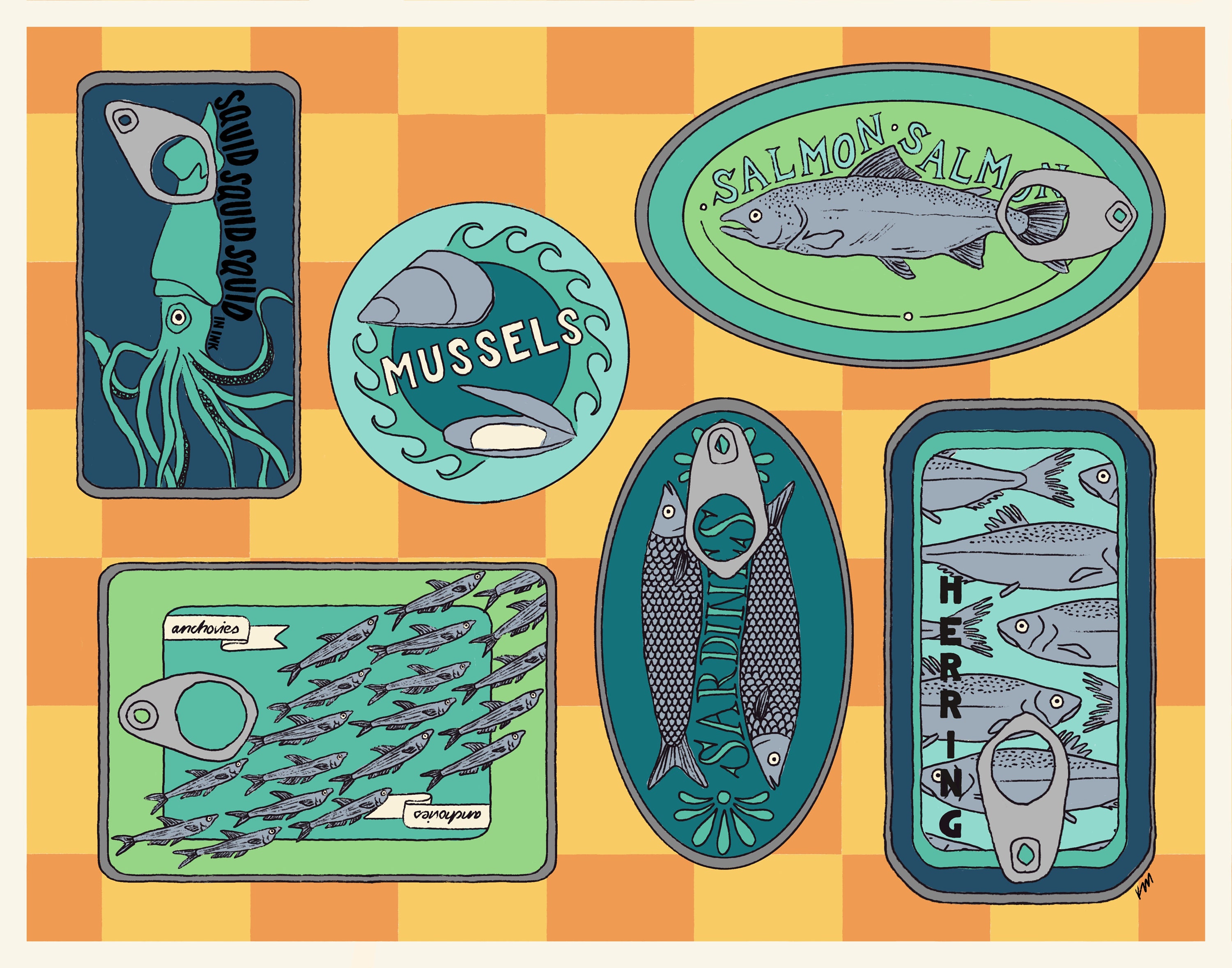 Tin Fish Prints (2 Colorways) - Etsy