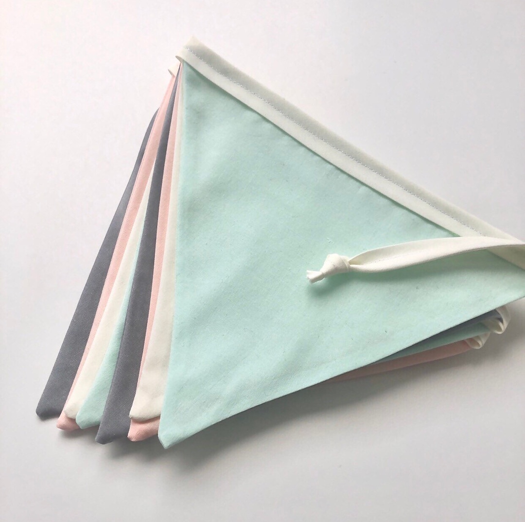 Mint Pink Bunting Banner , Bunting Banner , Fabric Flag Banner ...