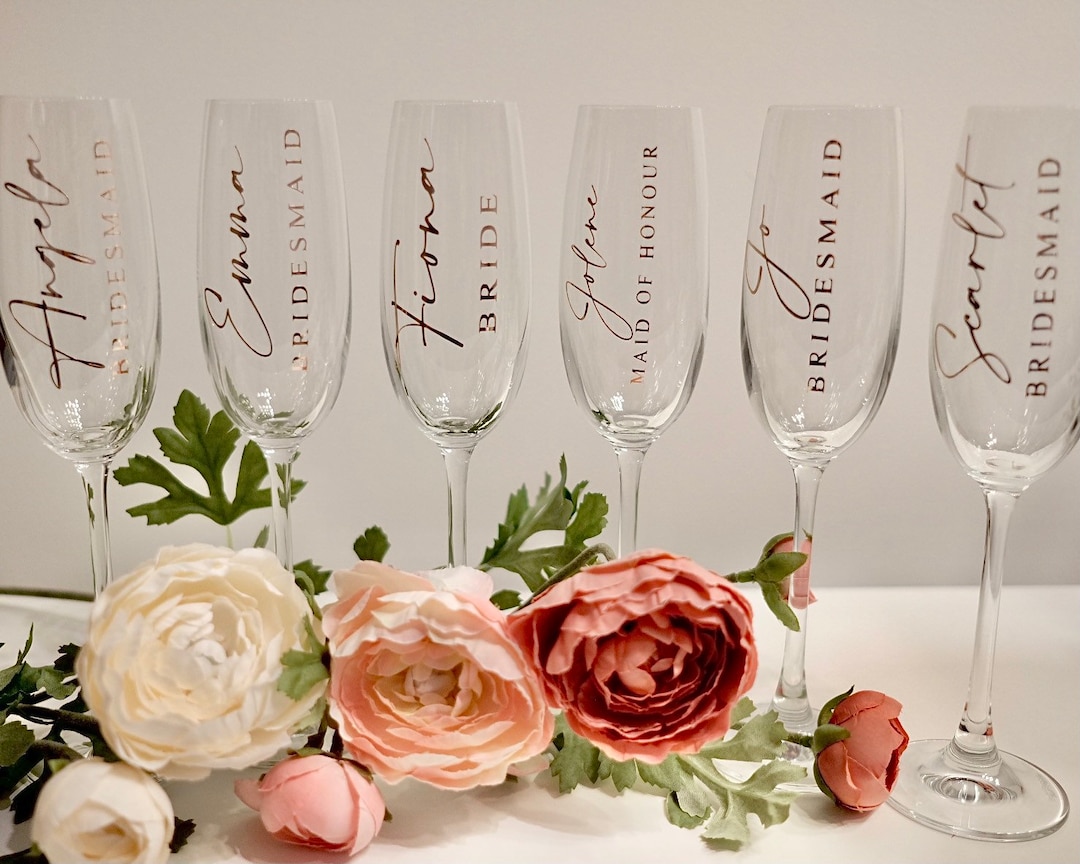 Personalised Champagne Glasses Personalised Flute Glasses Bridesmaid T Bridesmaid Proposal