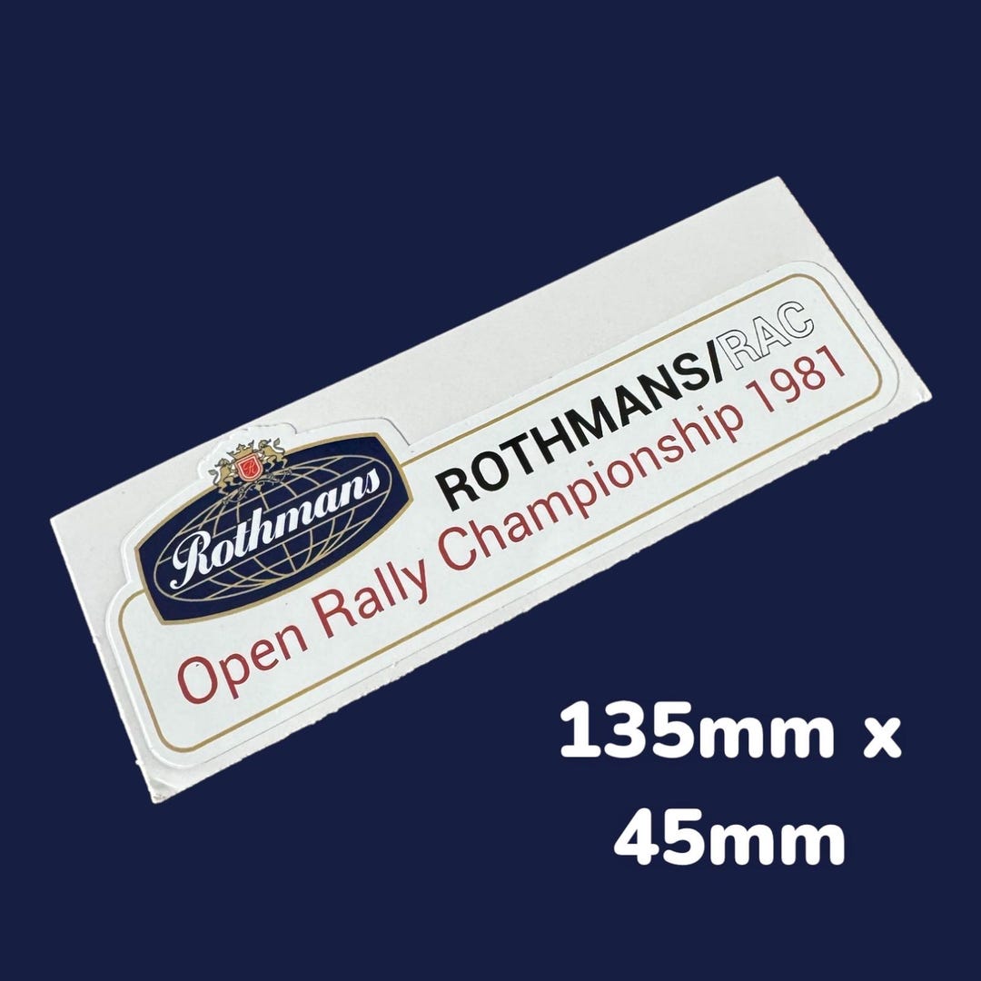 1981 Rothmans RAC Open Rally Motor Racing Team Classic Vinyl Sticker ...