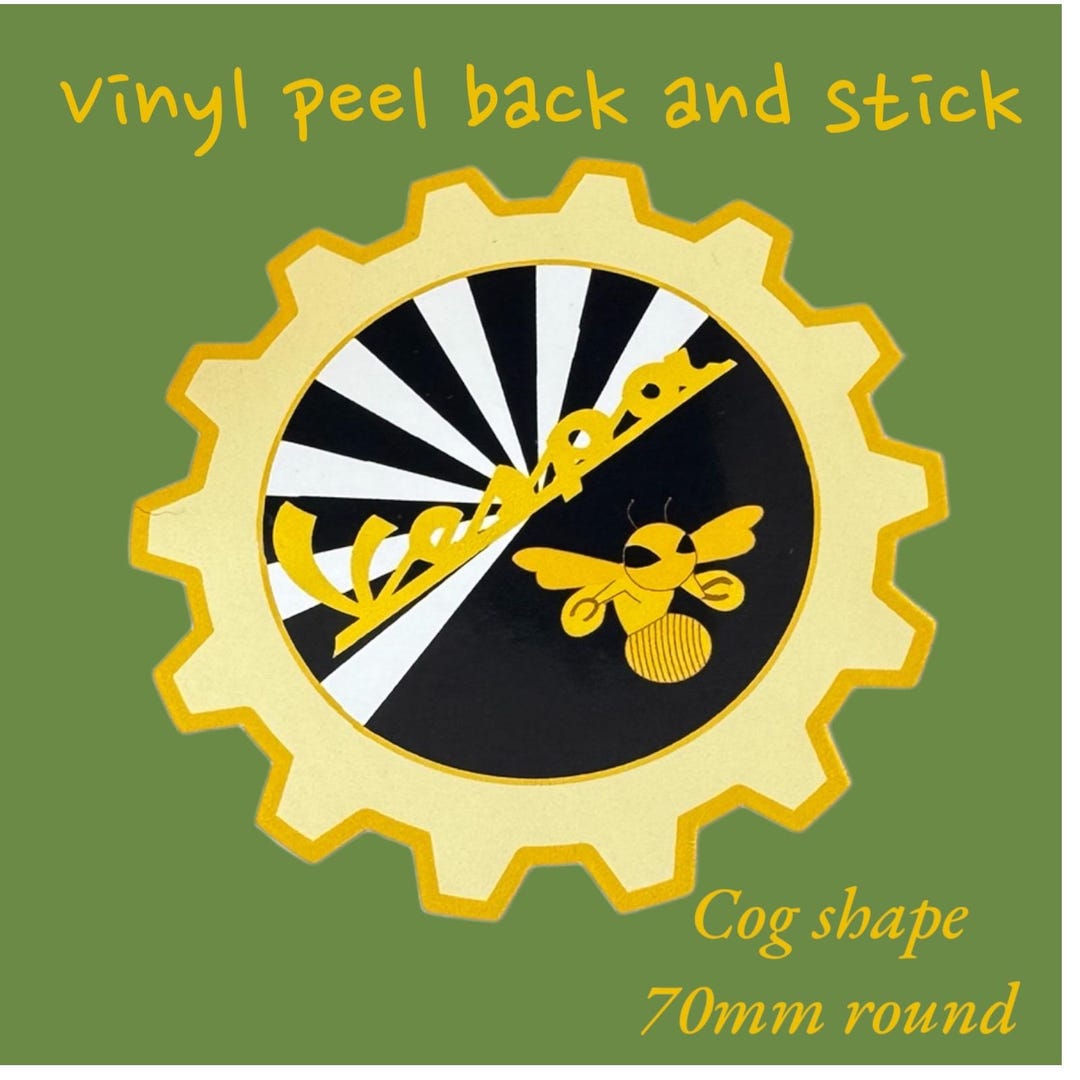 Vespa Wasp Cog Vinyl Stick on Sticker Europe Britain Scooter Club ...