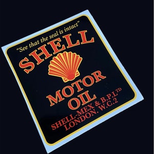 Shell Motor Oil Can Drum Jug Vinyl Sticker Badge 1960s Classic Car Oils ...