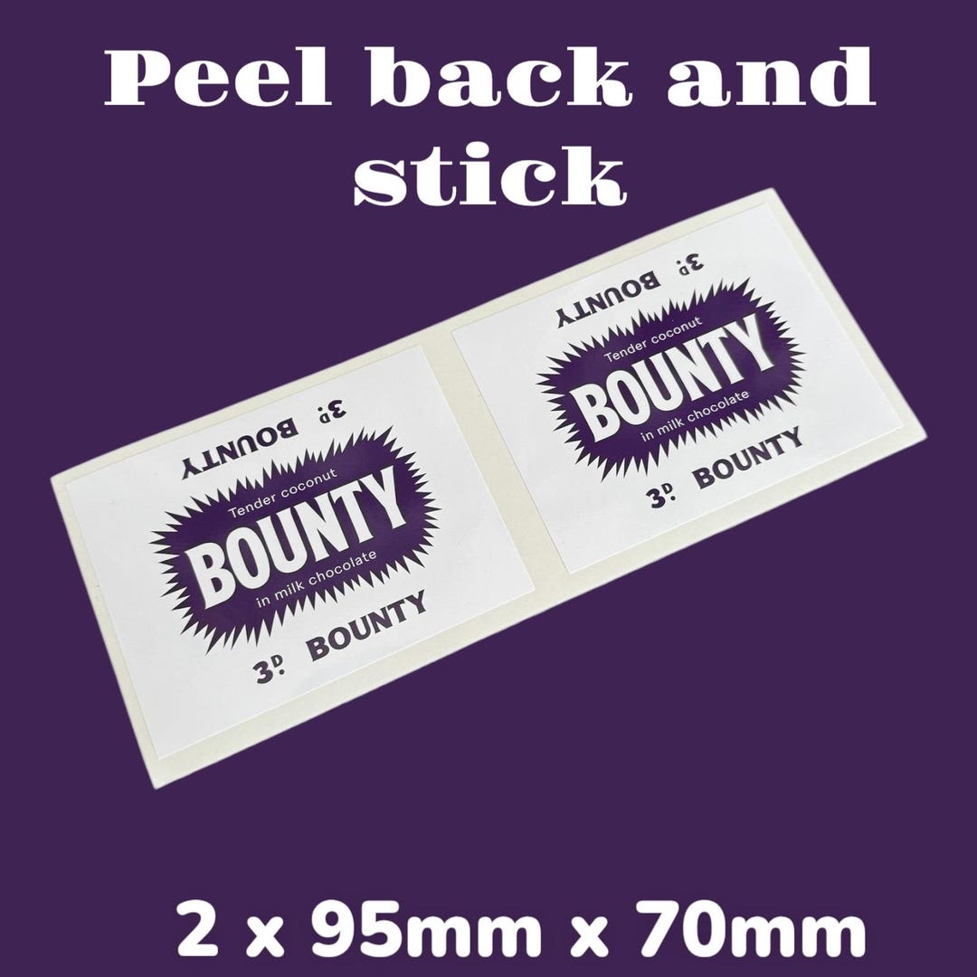 Bounty 3D Sweet Wrapper Classic Vinyl Sticker Dummy Sweets Vintage 1950 ...
