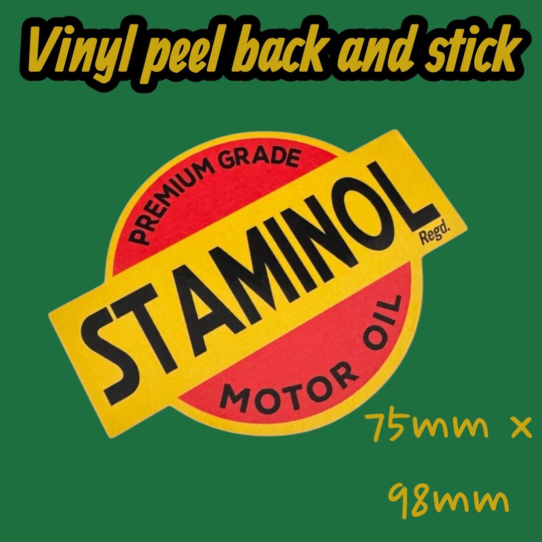 STAMINOL MOTOR OIL Vintage Vinyl Sticker – Classic Oil Jug Pourer Can ...