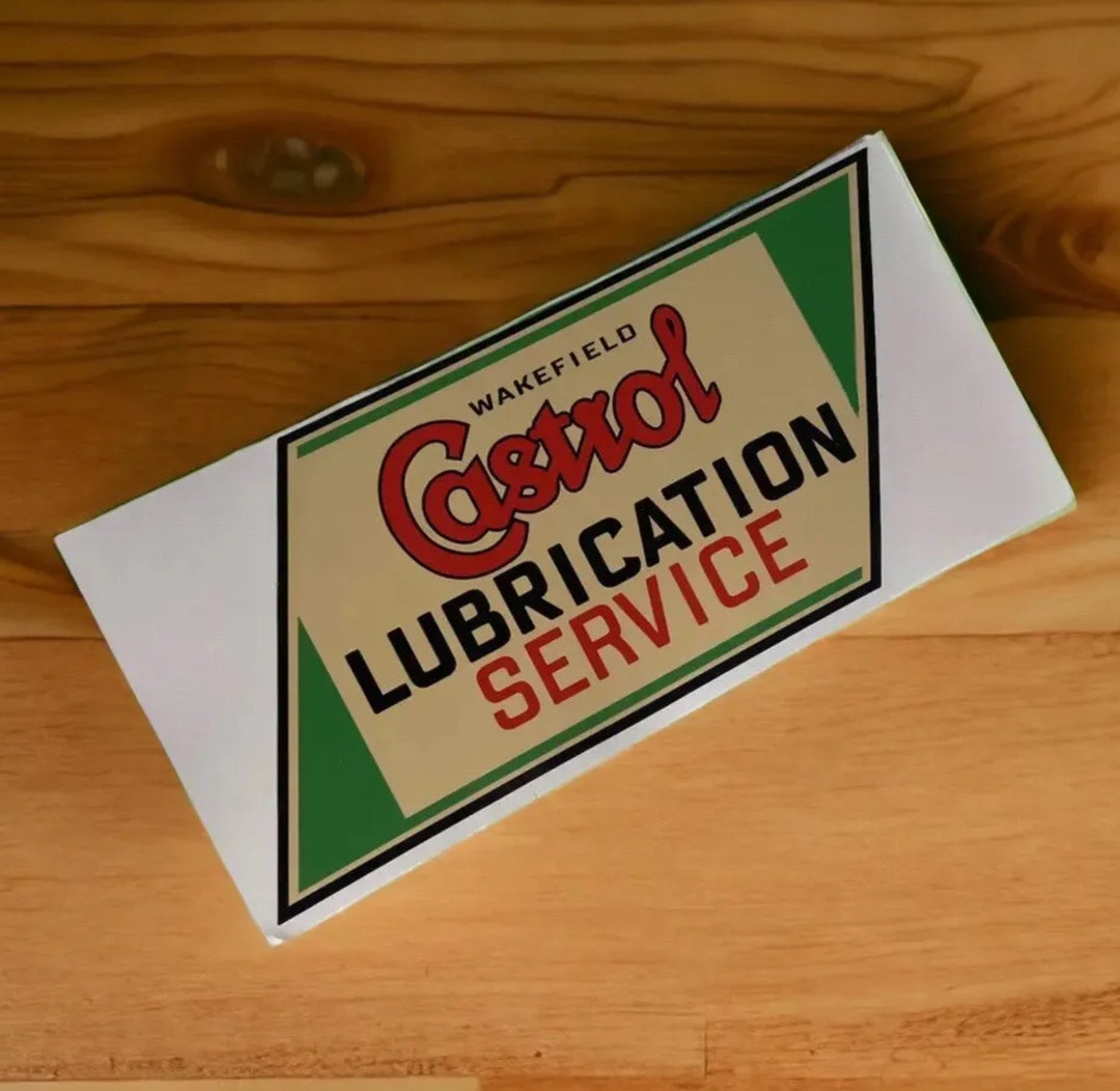Castrol Lubrication Service Motor Oil Can Jug Vinyl Sticker Classic ...