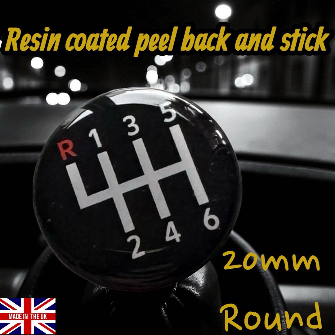 20mm Gear Knob Shift Pattern Lever Sticker 3D Domed Universal Badge 6 ...