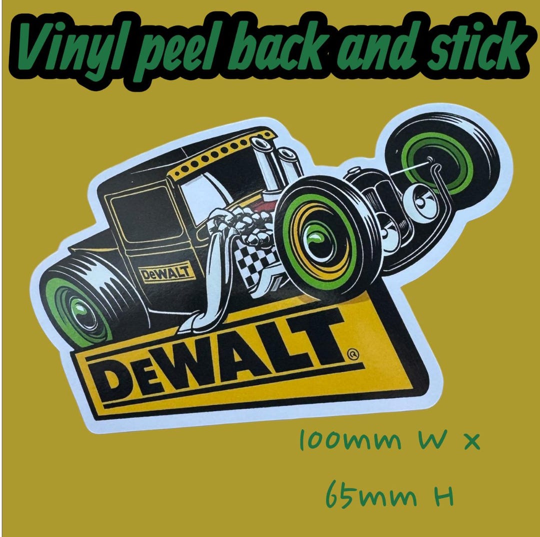 Dewalt Hot Rod Vinyl Sticker – 100mm X 65mm – Peel & Stick – Tool Box ...