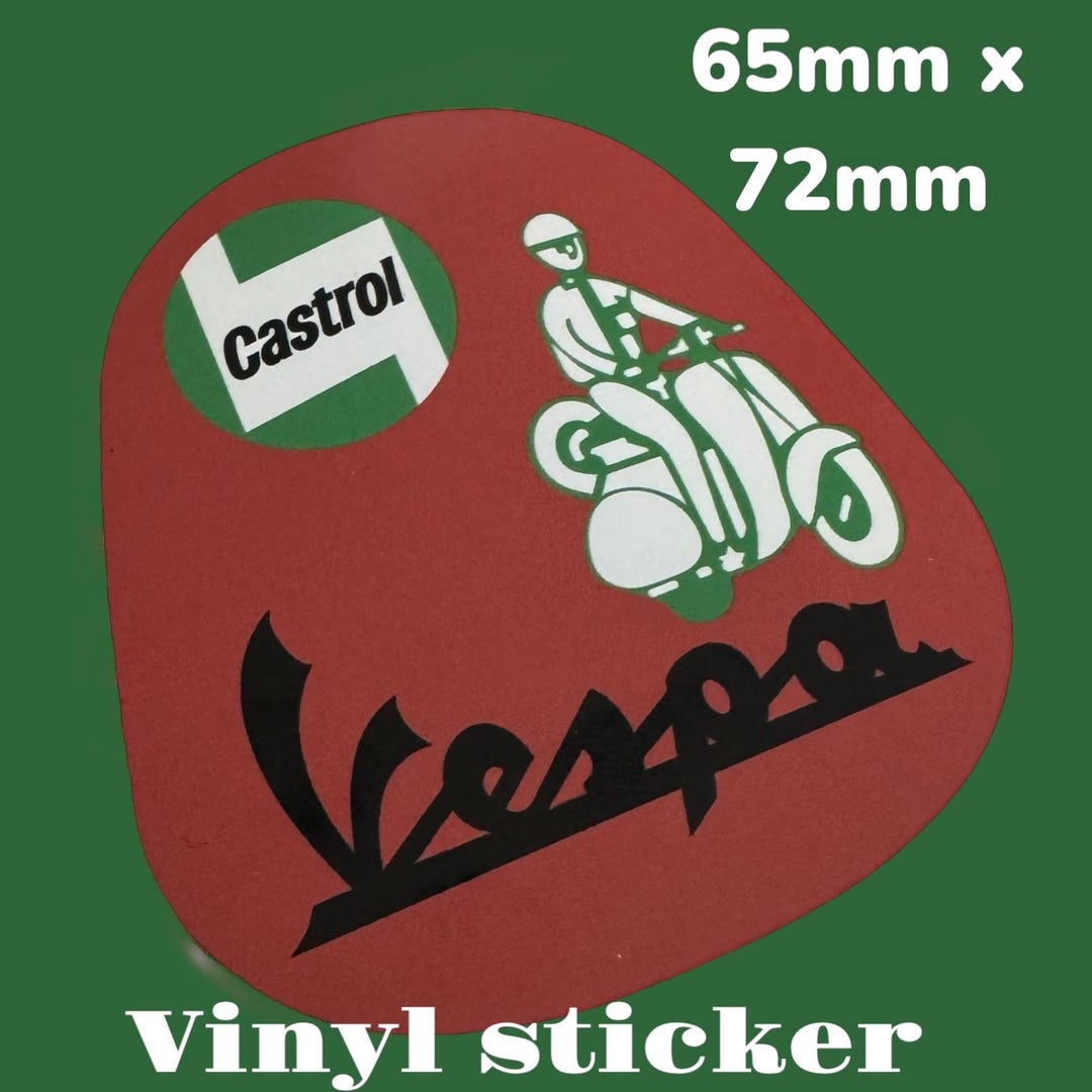 Castrol Vespa Lambretta Scooter Vinyl Sticker Li Tv SX LD PX Oil Can ...