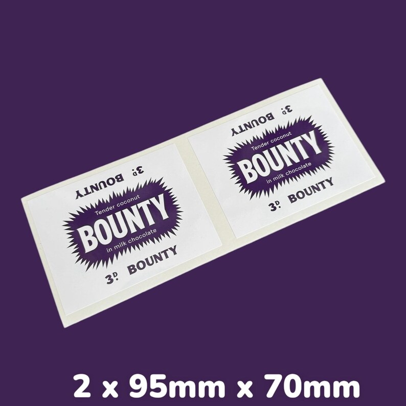 Bounty 3D Sweet Wrapper Classic Vinyl Sticker Dummy Sweets Vintage 1950 ...