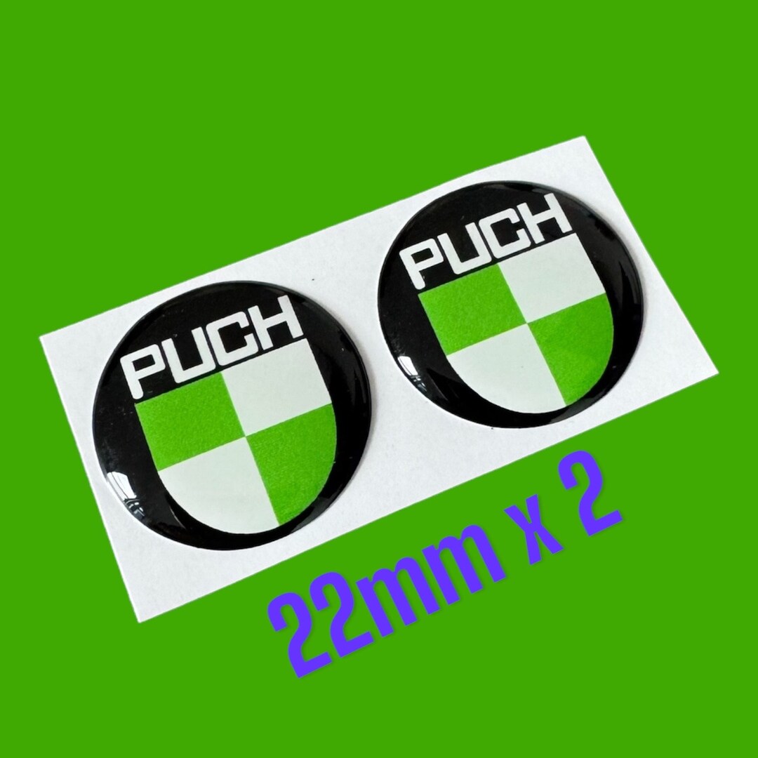 22mm Puch X 2 Resin 3D Gel Stick on Badge Classic Vintage Moped Scooter ...