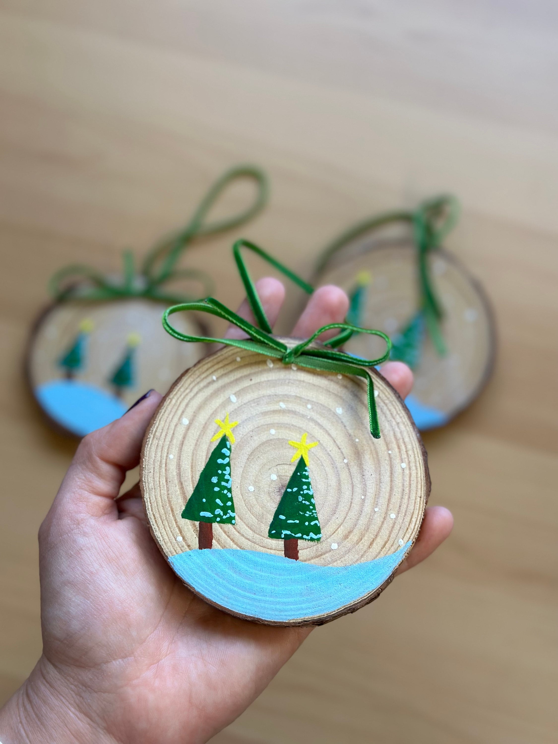 Hand Painted Wood Slice Ornaments - Etsy
