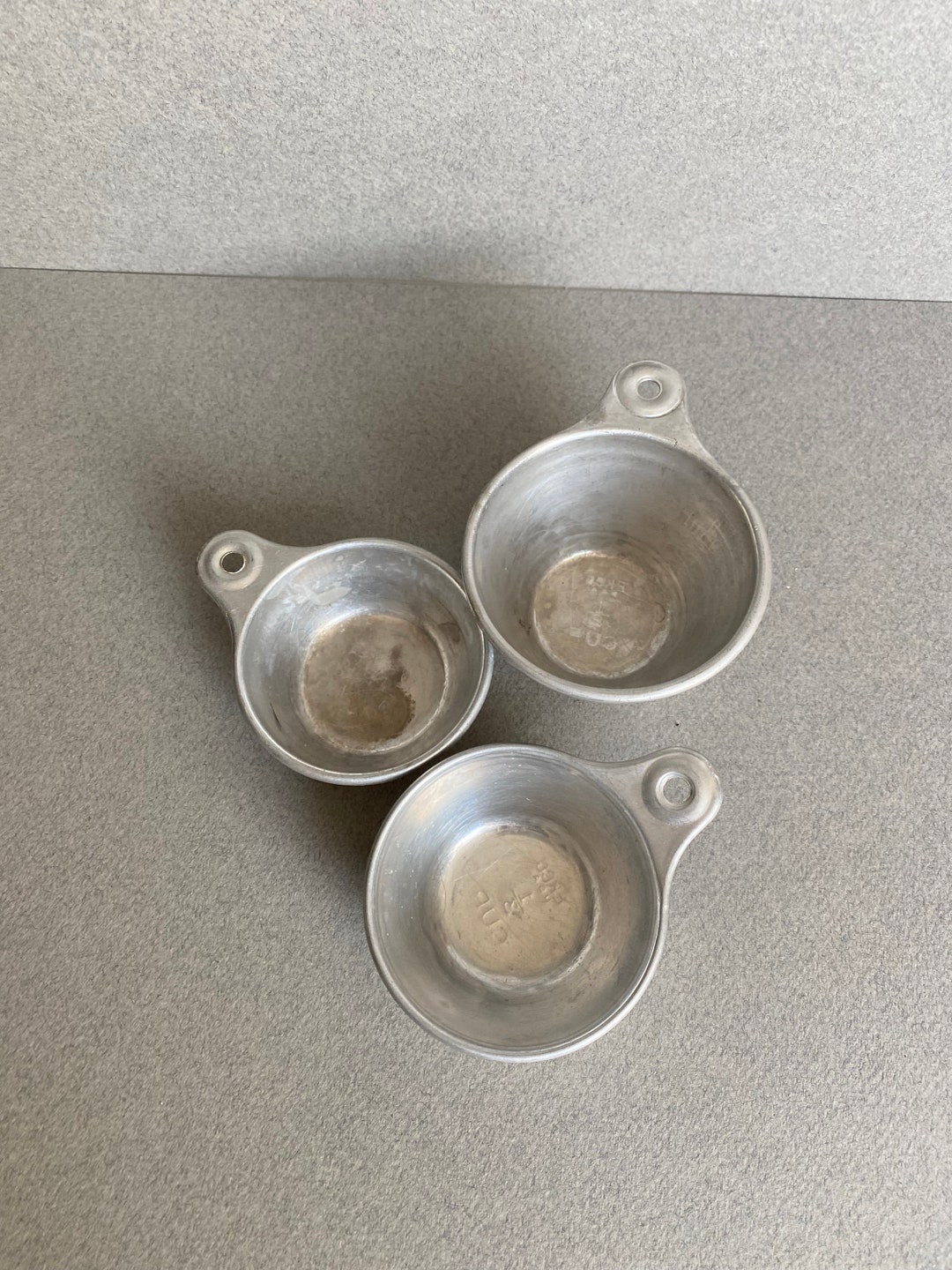 Vintage Aluminum Measuring Cups Set of 3 Tab Handles - Etsy