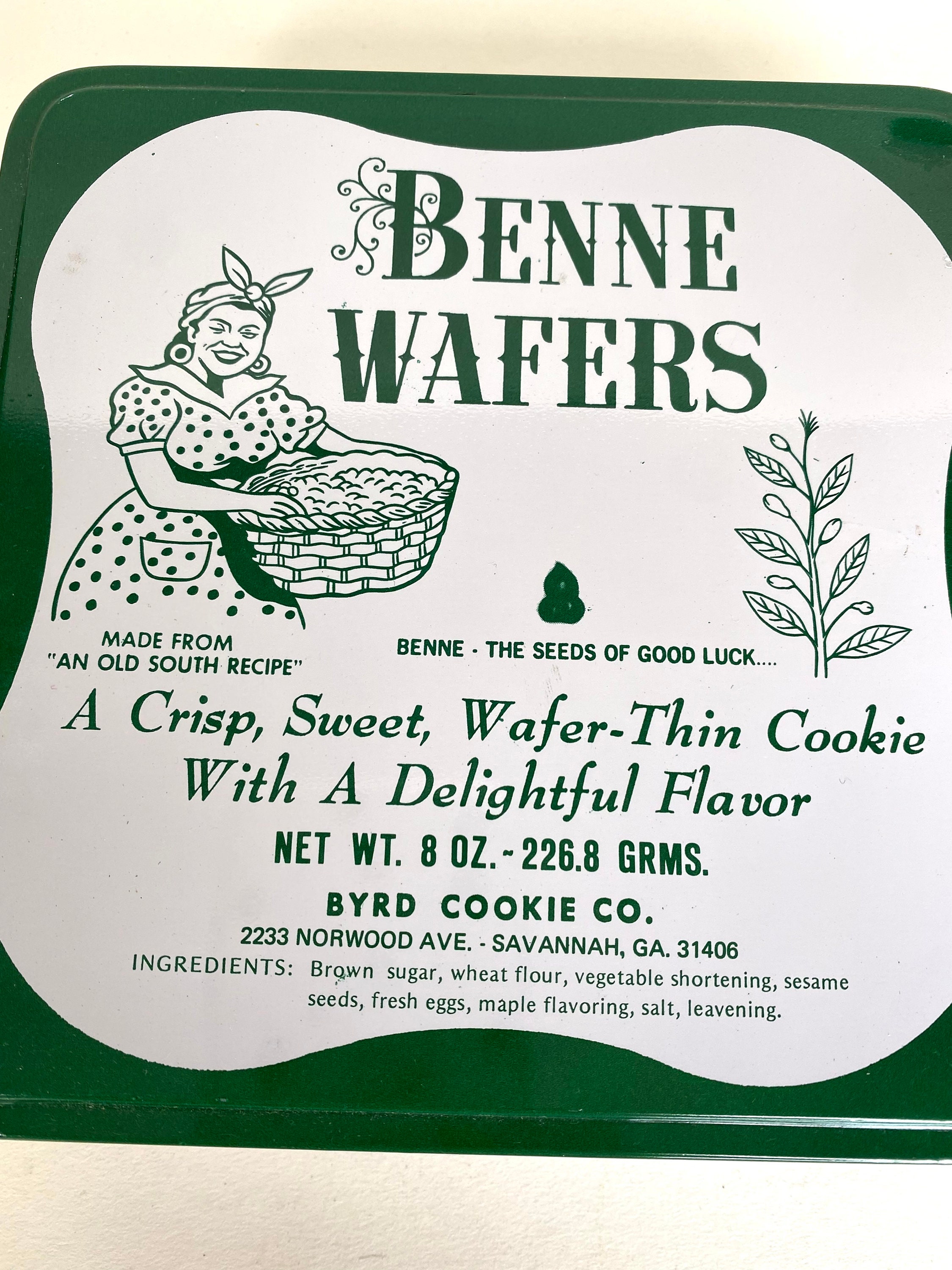 Vintage Benne Wafers Cookie Tin Square Made in Savannah - Etsy